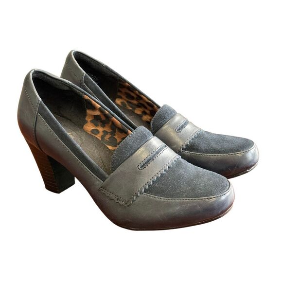 Clarks | Shoes | Clarks Bendables Navy Leather Suede Penny Loafer Block ...